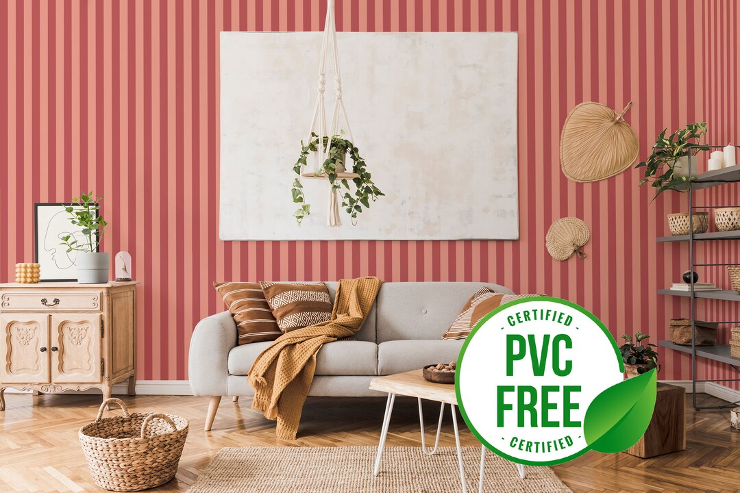 Red Striped Wallpaper Removable Peel and Stick Wallpaper or Unpasted ...