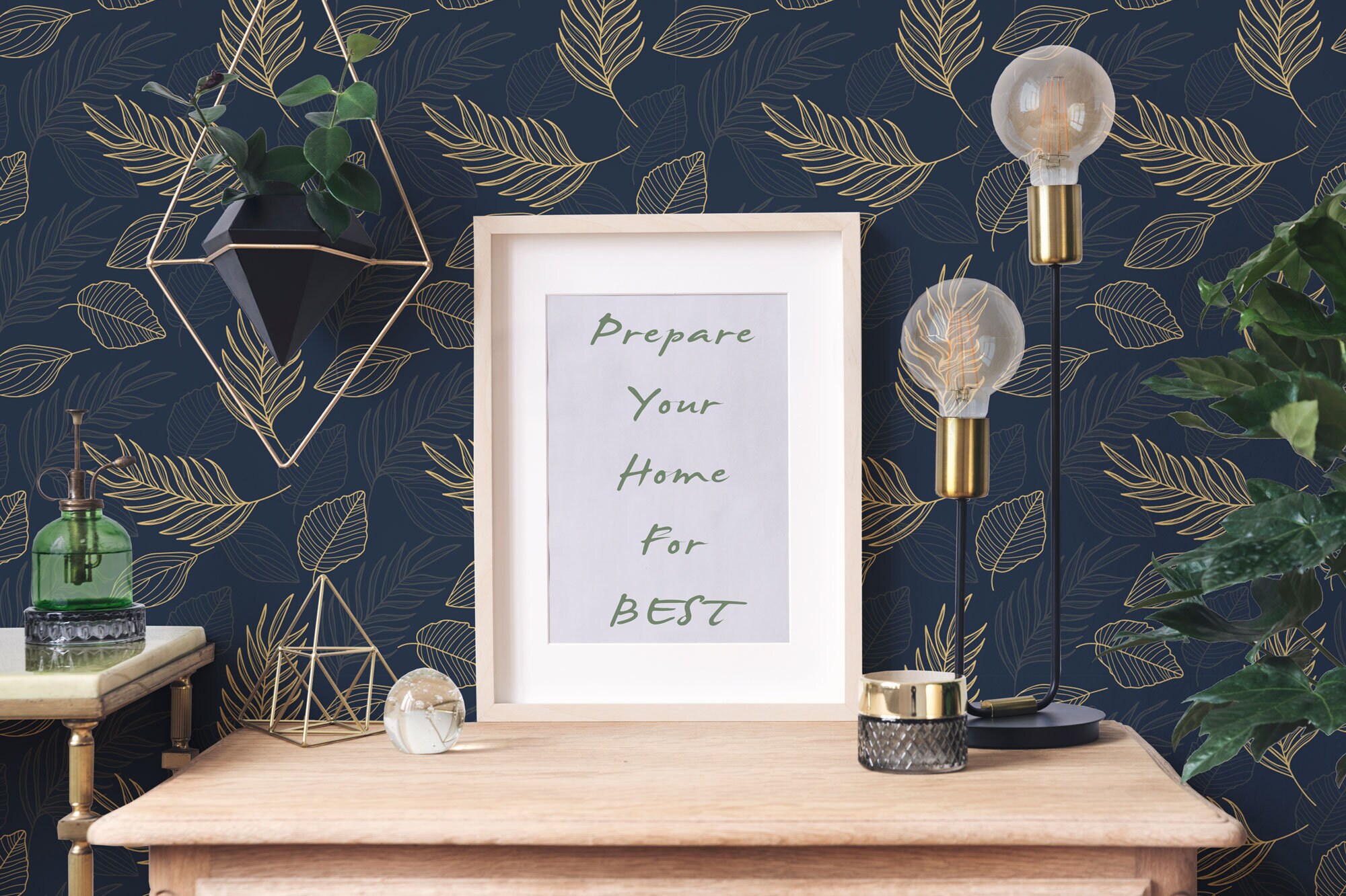 Navy Blue Leaf Self-adhesive Wallpaper Botanical Removable | Etsy