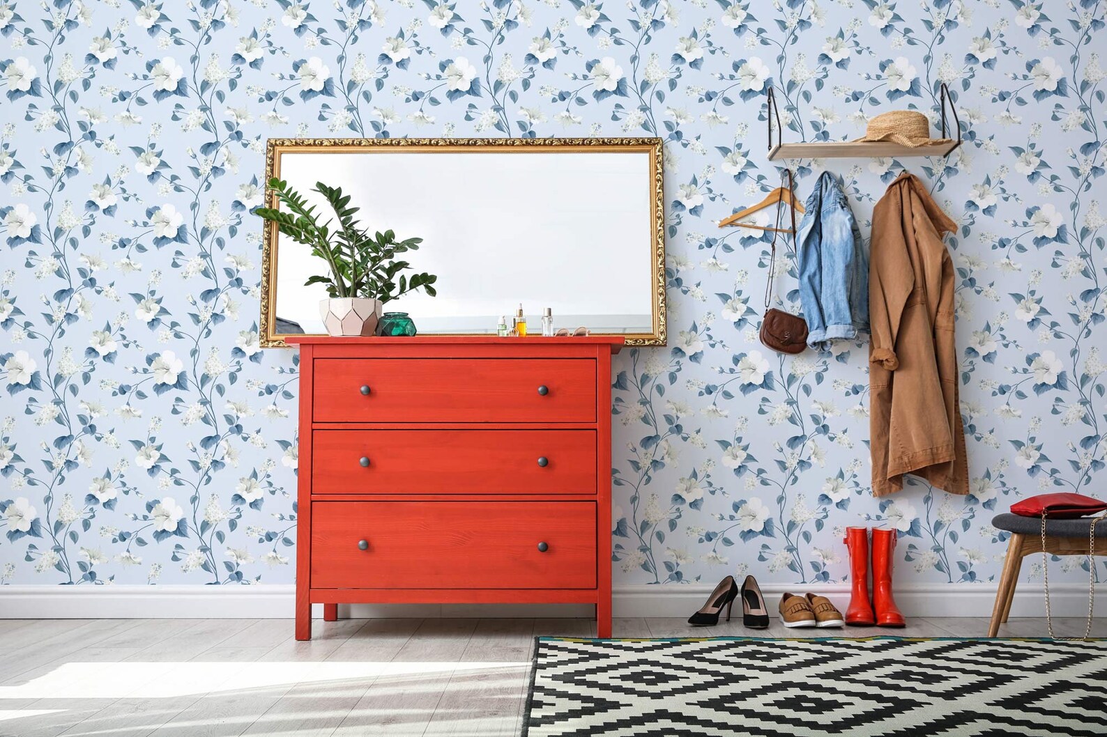 Floral Self-adhesive Wallpaper Plant Removable Peel and - Etsy