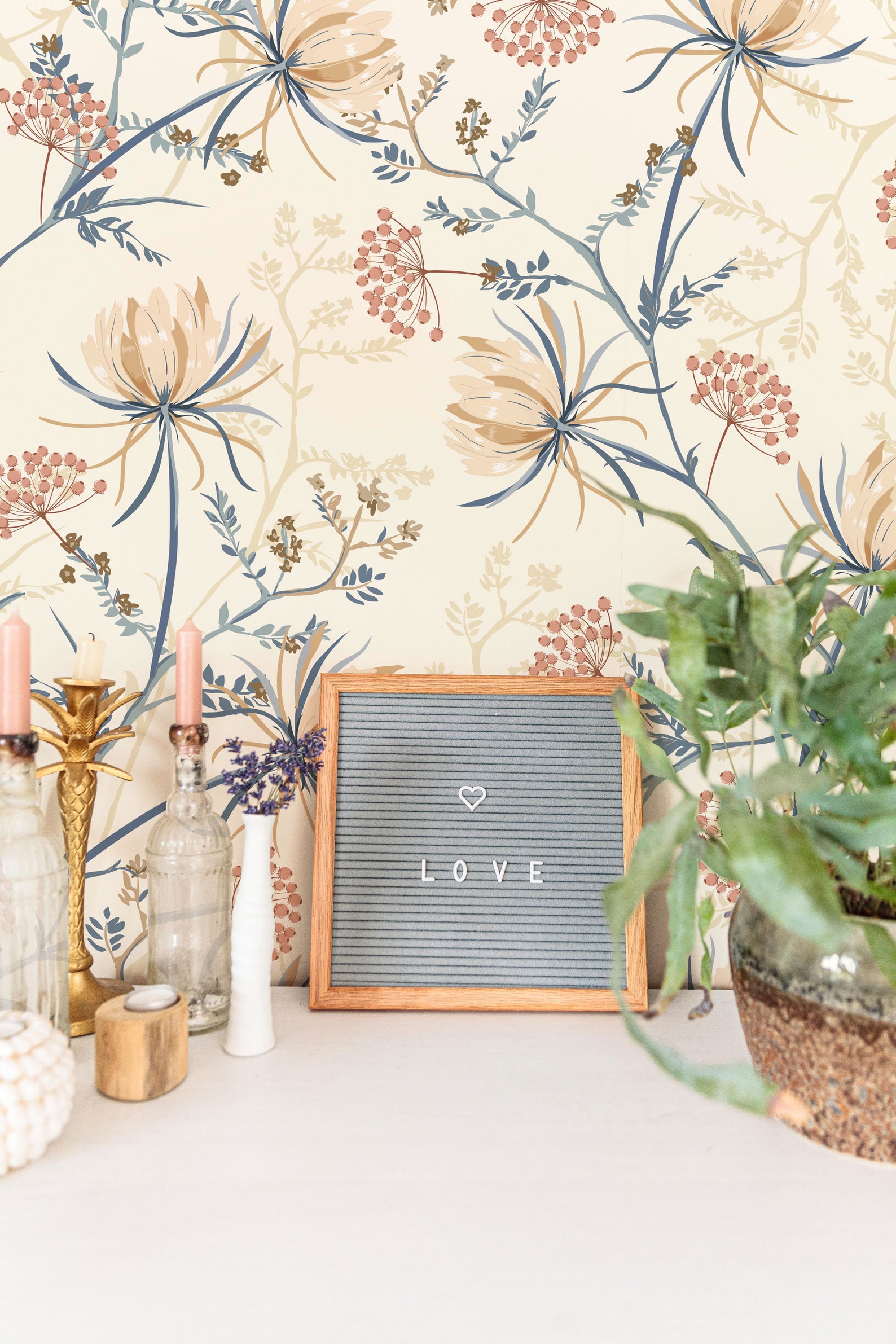 Vintage Floral Self-adhesive Wallpaper Plants Removable Peel | Etsy