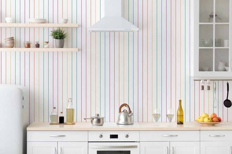 Rainbow Stripe Wallpaper Removable Peel and Stick Wallpaper - Etsy