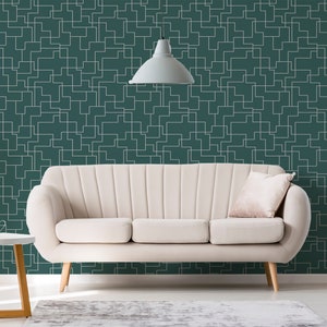 Emerald Green Labyrinth Wallpaper Removable Peel and Stick Wallpaper or ...