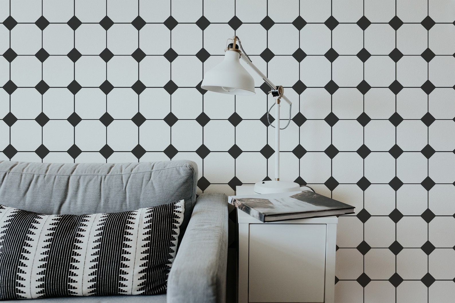 Black and White Tile Wallpaper Removable Peel and Stick - Etsy