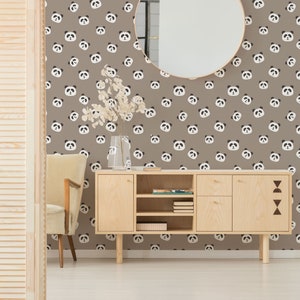 Brown Panda Wallpaper Removable Peel and Stick Wallpaper or - Etsy