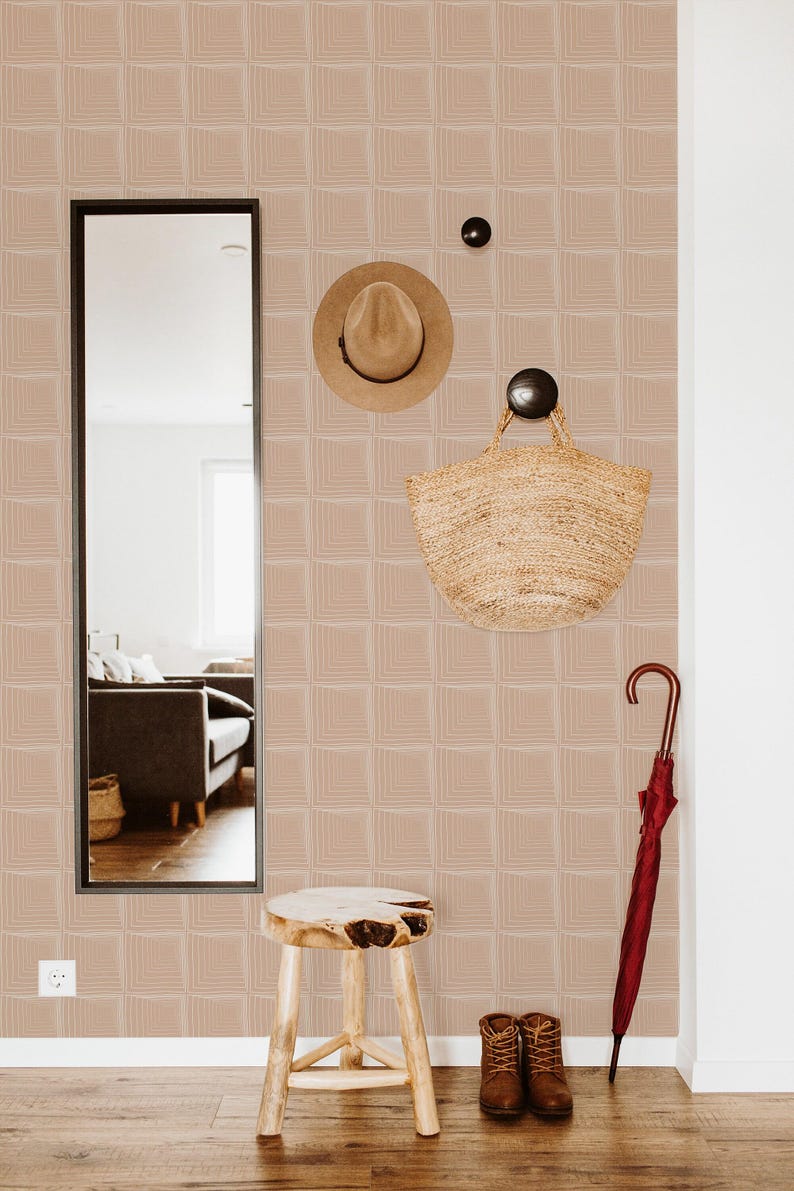 Beige Tile Wallpaper | Removable Peel and Stick Wallpaper or Unpasted ...