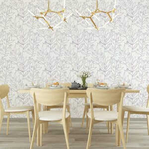 Purple Large Floral Line Wallpaper Removable Peel and Stick Wallpaper ...