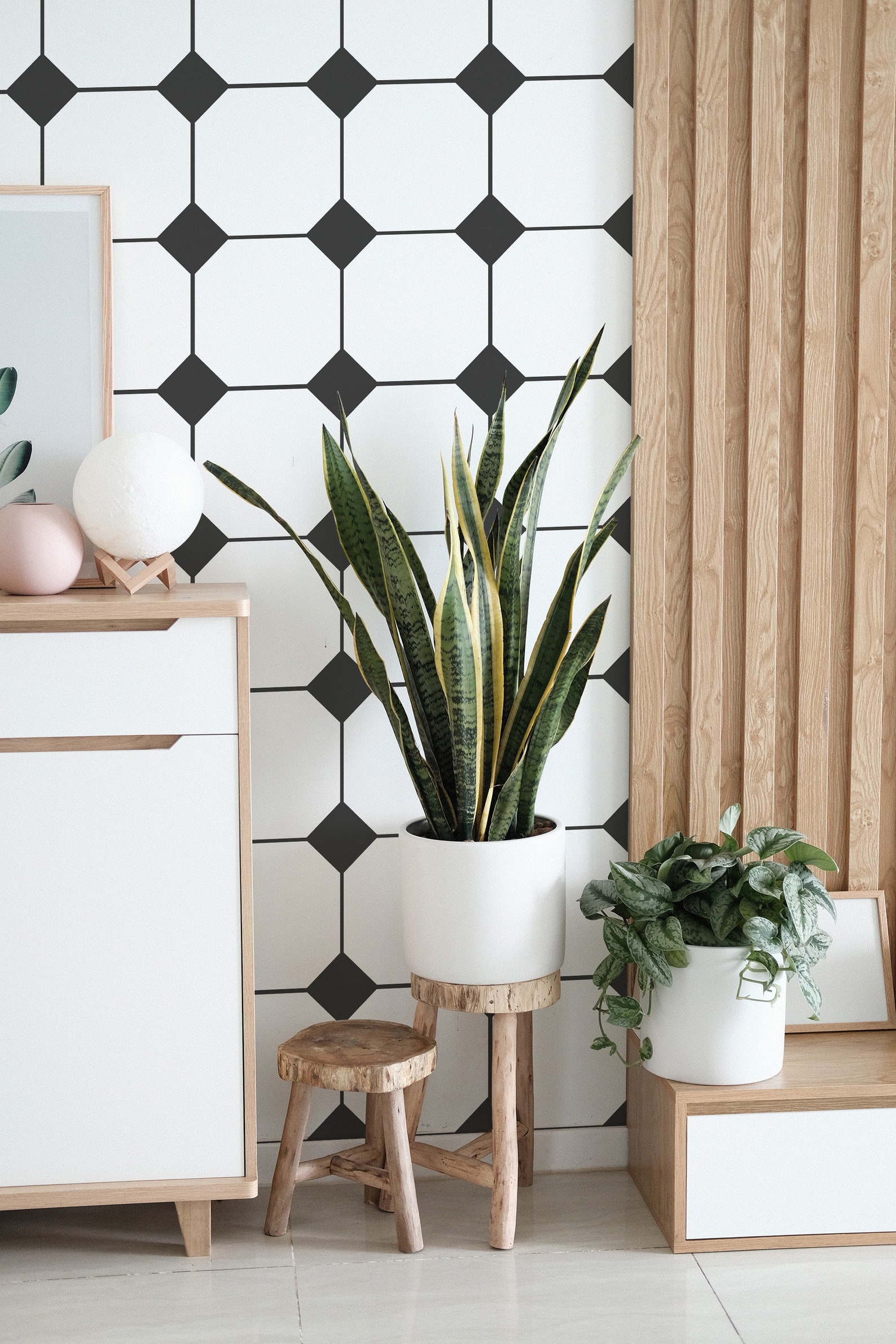 Black and White Tile Wallpaper Removable Peel and Stick - Etsy