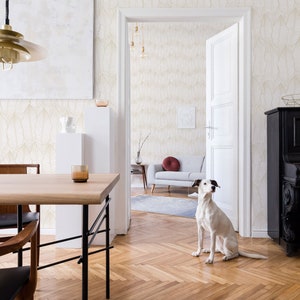 Leaf Wallpaper Line Art Removable Peel and Stick Wallpaper - Etsy