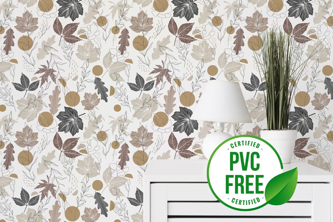 Brown Boho Fall Wallpaper Removable Peel and Stick Wallpaper - Etsy