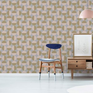 Retro Circle Self-adhesive Wallpaper 70s Peel and Stick Wallpaper or ...