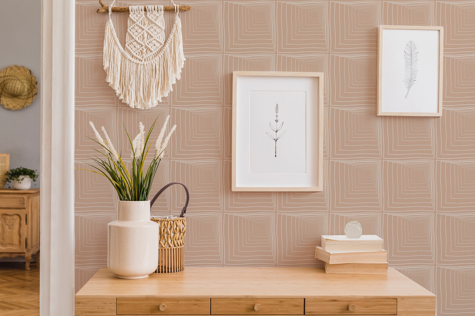 Beige Tile Wallpaper Removable Peel and Stick Wallpaper or - Etsy