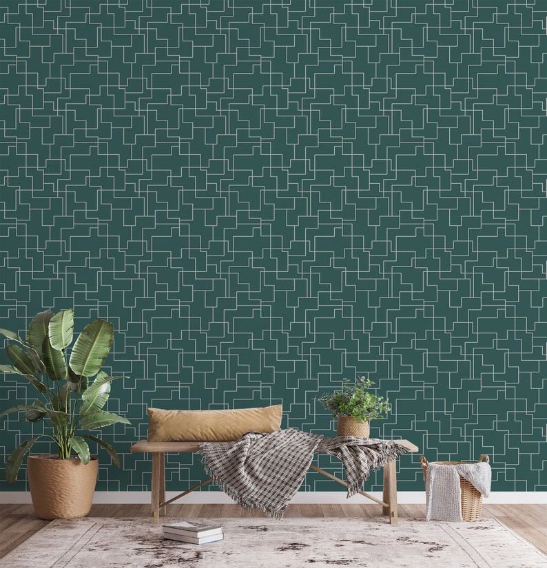 Emerald Green Labyrinth Wallpaper Removable Peel and Stick - Etsy