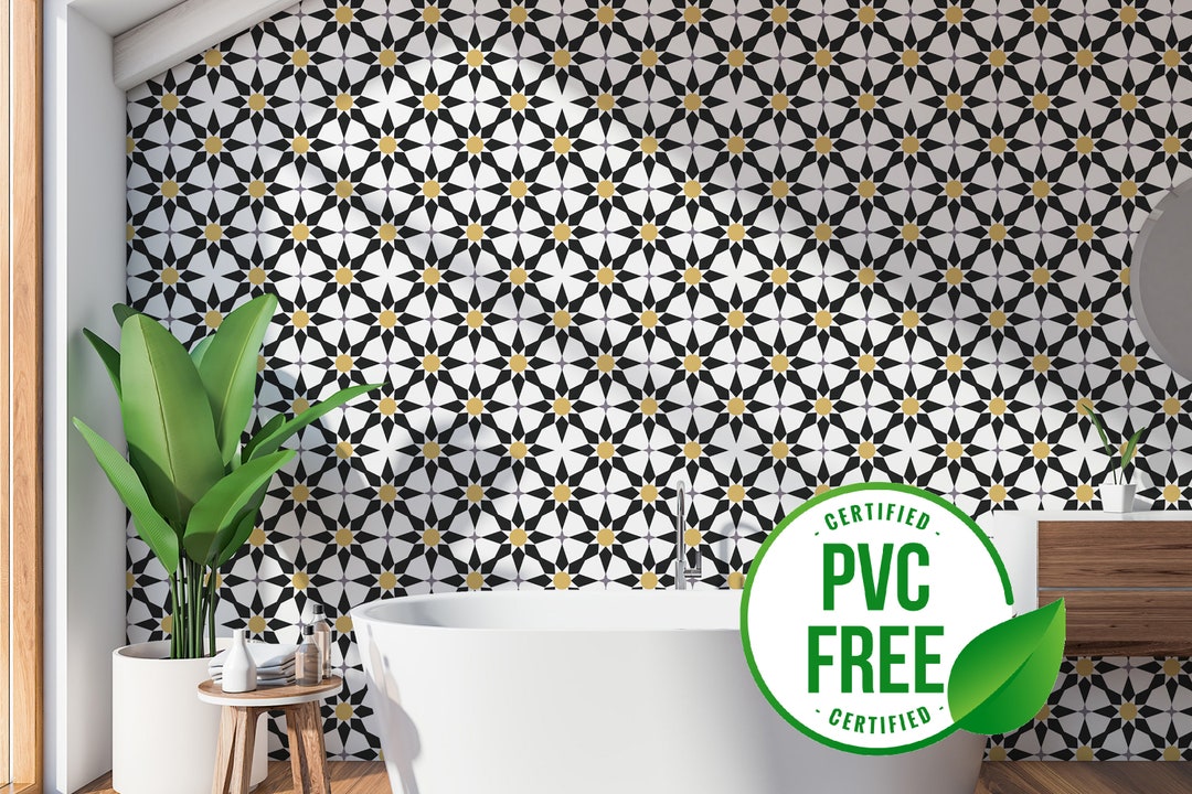Black Star Tile Wallpaper Removable Peel and Stick Wallpaper or ...