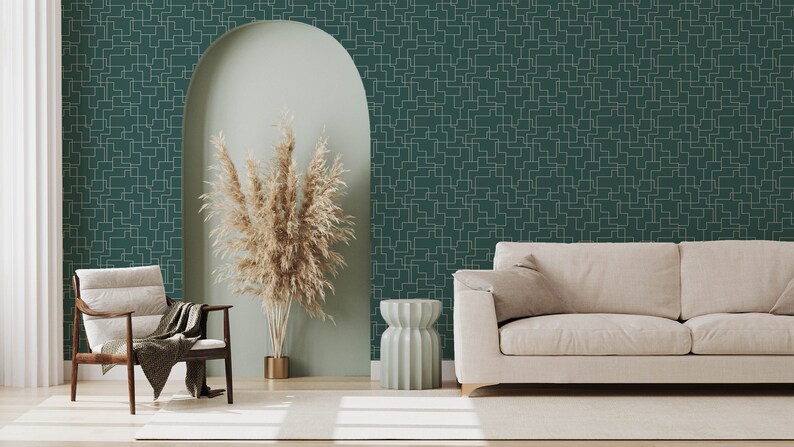 Emerald Green Labyrinth Wallpaper Removable Peel and Stick - Etsy