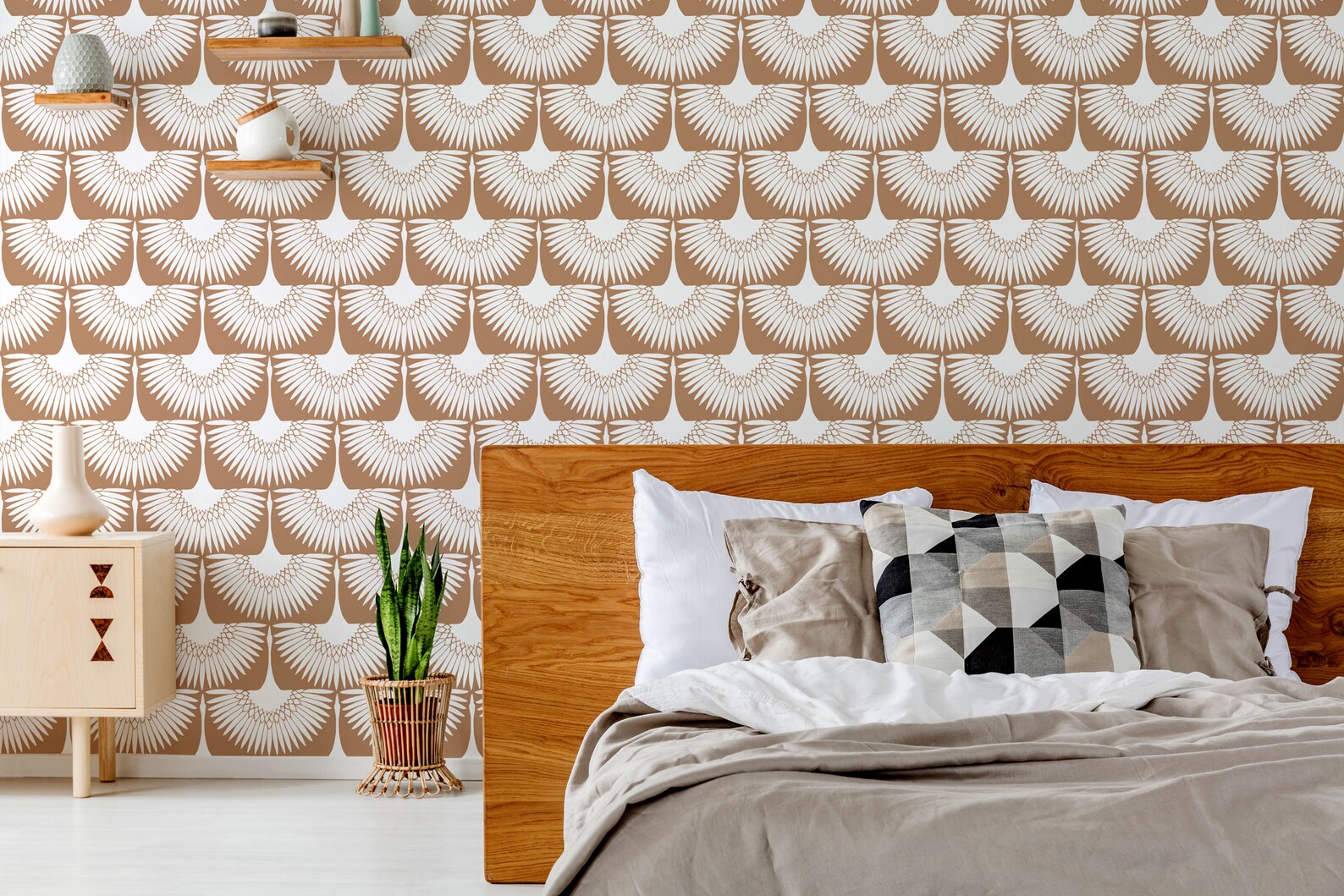 Beige Swan Wallpaper Removable Peel and Stick Wallpaper or | Etsy