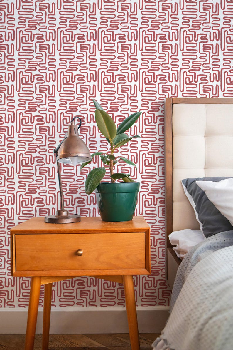 Red Brush Stroke Wallpaper | Removable Peel and Stick Wallpaper or ...