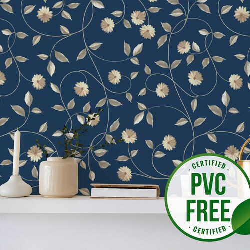 Navy Blue Leaf Self-adhesive Wallpaper Botanical Removable - Etsy