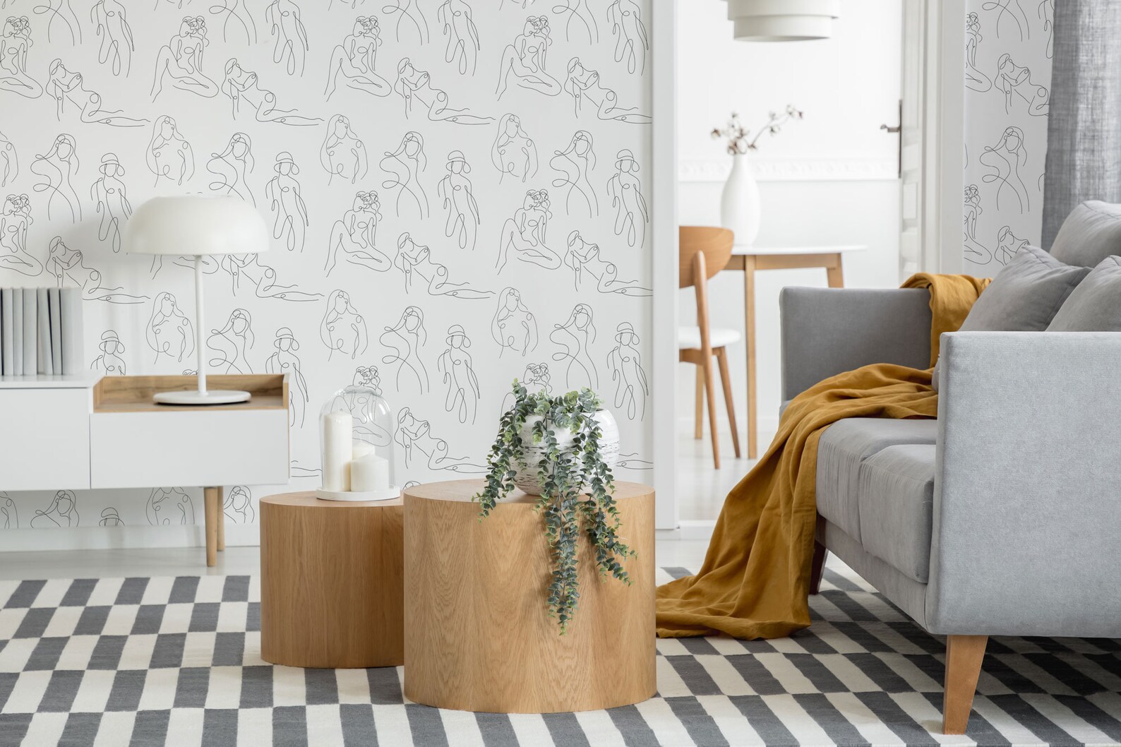 Body Line Art Self-adhesive Wallpaper Female Body Line Art - Etsy