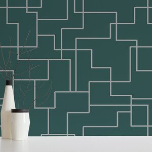 Emerald Green Labyrinth Wallpaper Removable Peel and Stick Wallpaper or ...