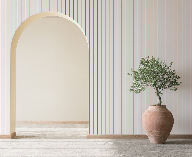 Rainbow Stripe Wallpaper Removable Peel and Stick Wallpaper - Etsy