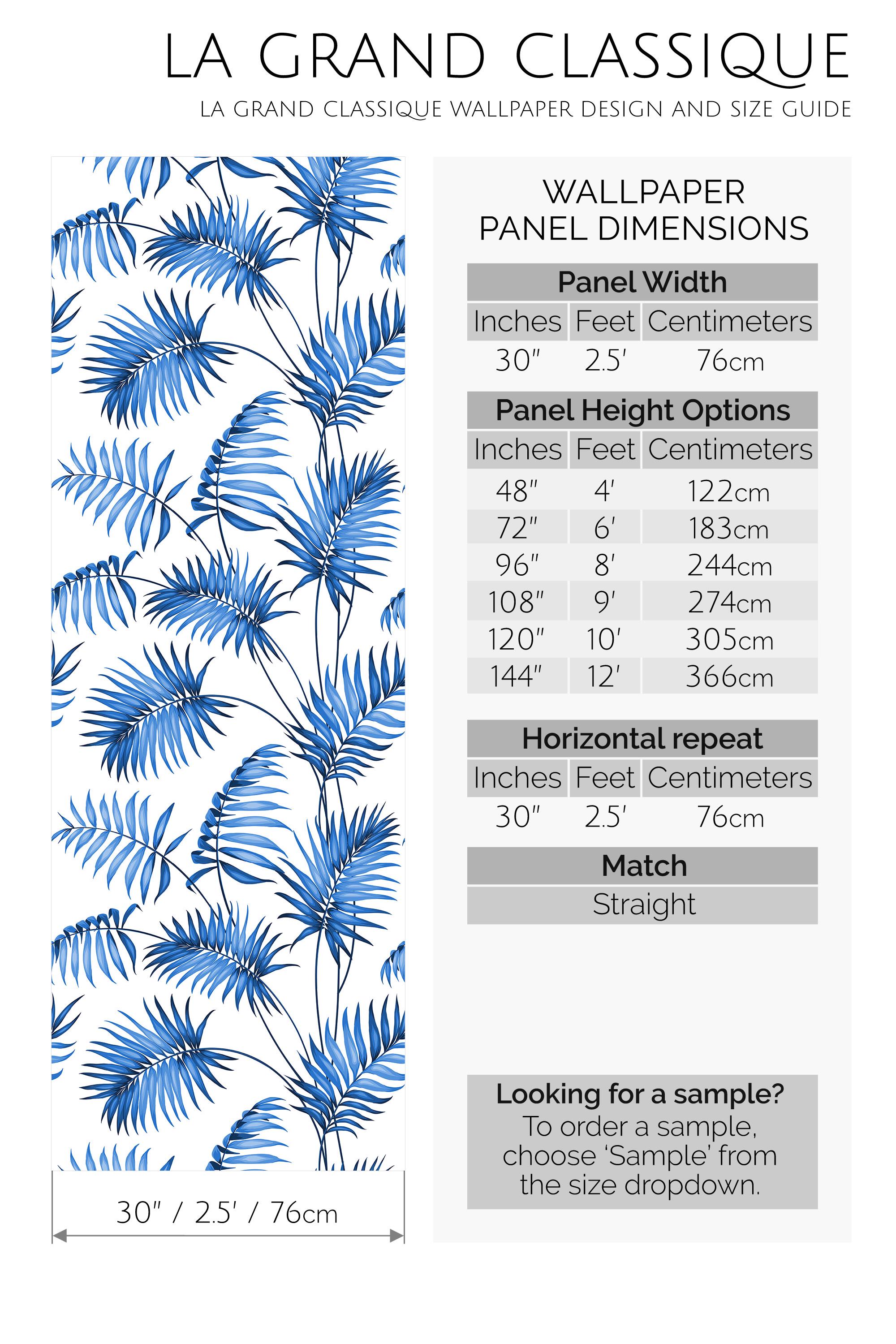 Blue French Leaf Wallpaper | Removable Peel and Stick Wallpaper or ...