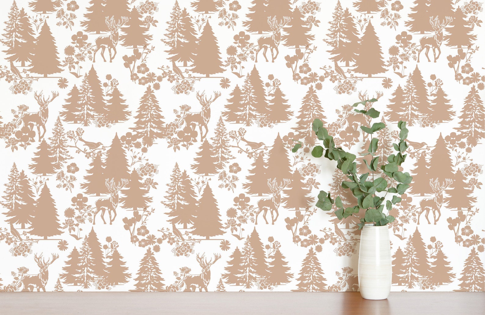 Beige Enchanted Forest Wallpaper Removable Peel and Stick - Etsy