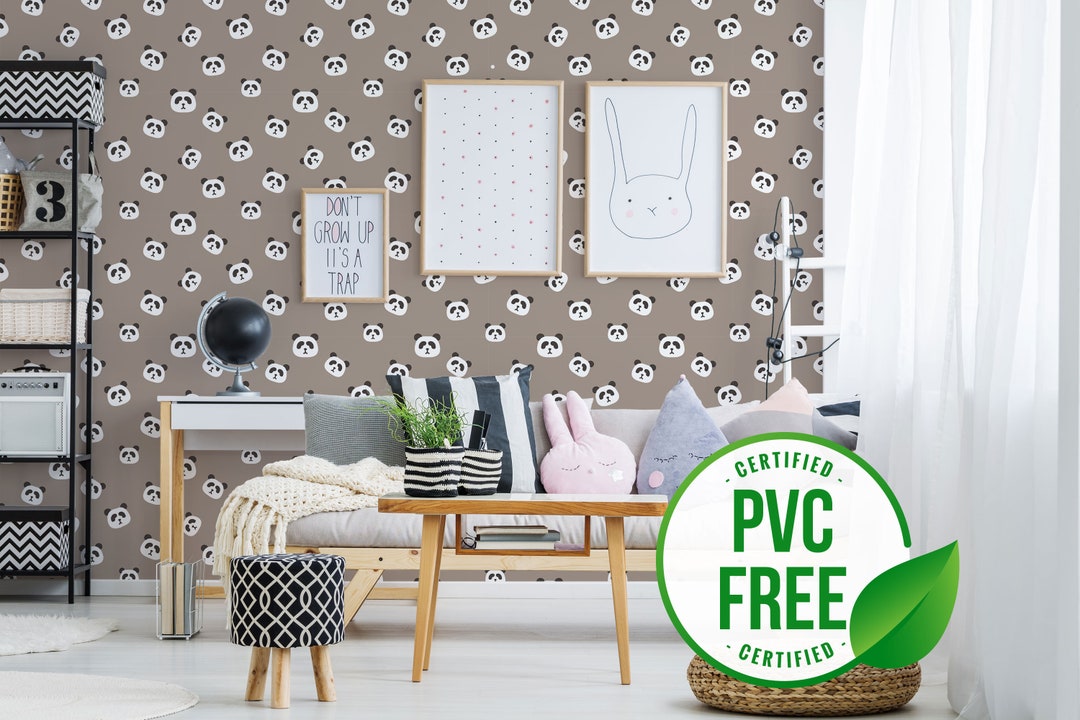 Brown Panda Wallpaper Removable Peel and Stick Wallpaper or - Etsy