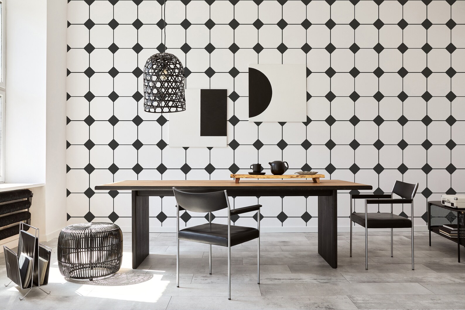 Black and White Tile Wallpaper Removable Peel and Stick - Etsy