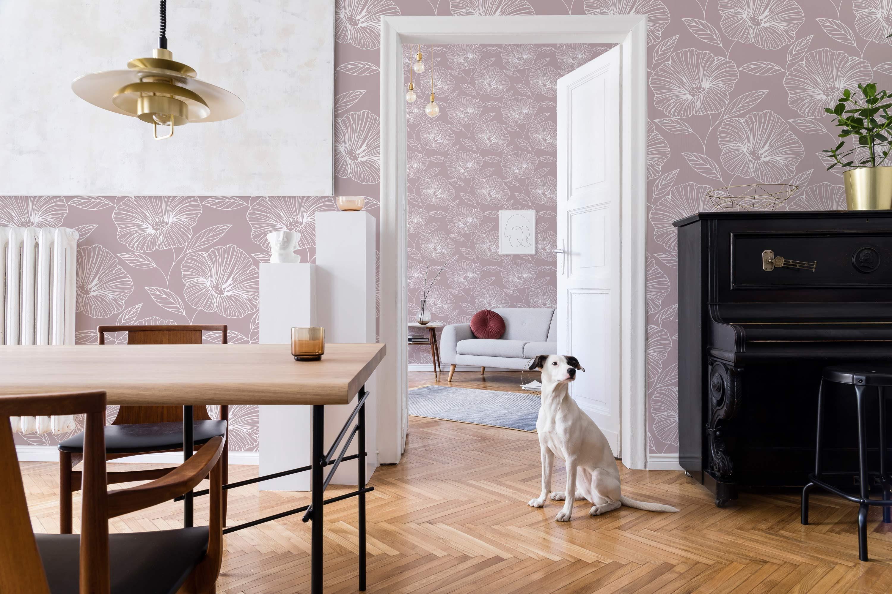 Pink Floral Wallpaper | Removable Peel and Stick Wallpaper or Unpasted ...