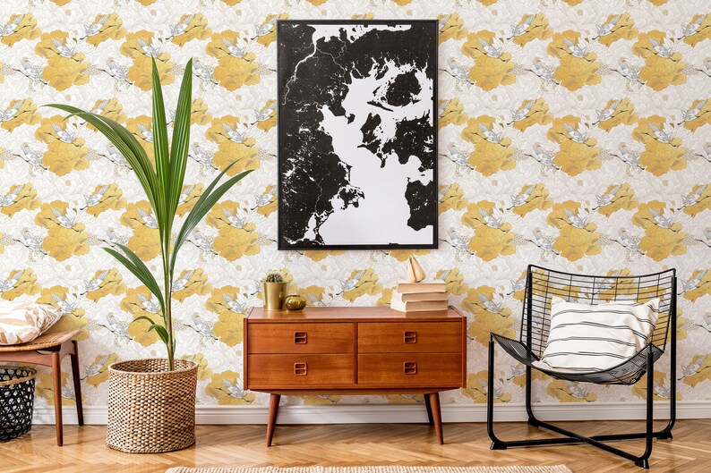 Yellow Chinoiserie Wallpaper Removable Peel and Stick - Etsy