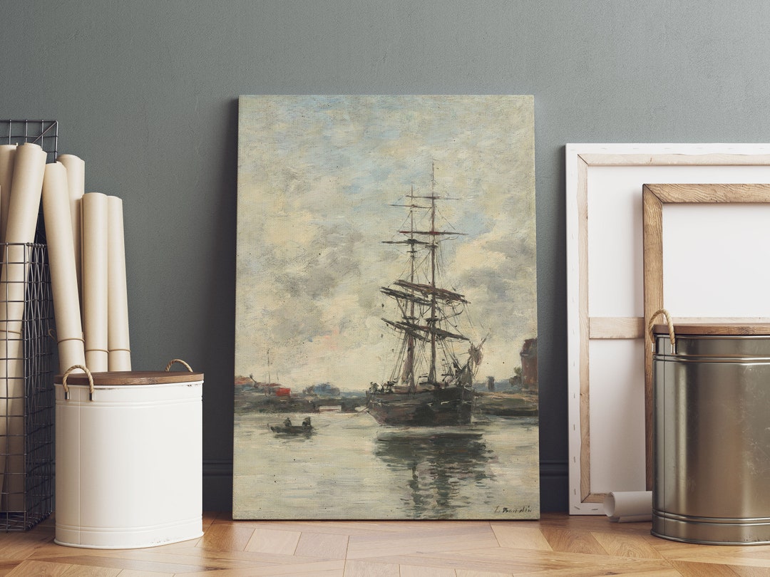 Ship on the Touques by Eugene Boudin Canvas Wall Art Print / Stretched ...