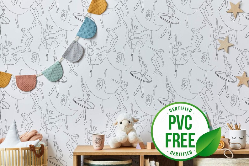 Black Ballet Line Art Wallpaper Removable Peel and Stick - Etsy