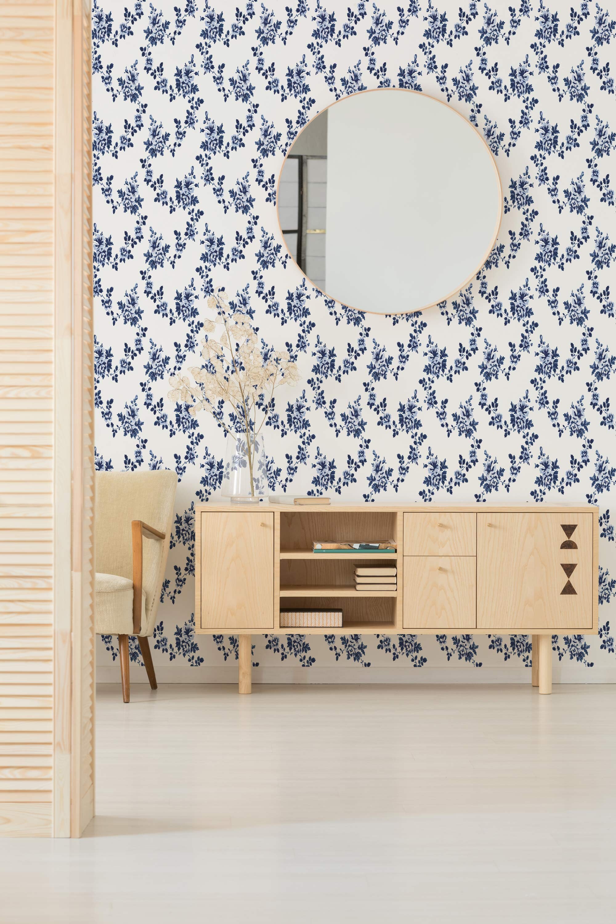 Blue Farmhouse Wallpaper Removable Peel and Stick Wallpaper | Etsy