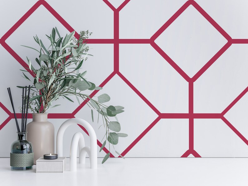 Viva Magenta Geometric Wallpaper Removable Peel and Stick - Etsy