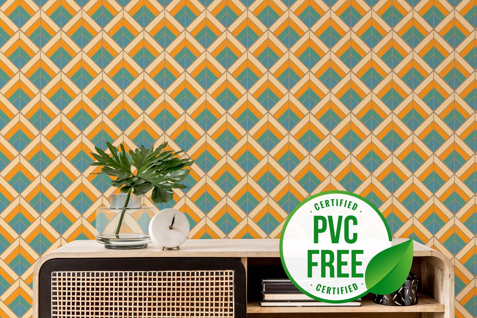 Orange and Blue Retro Wallpaper Removable Peel and Stick - Etsy