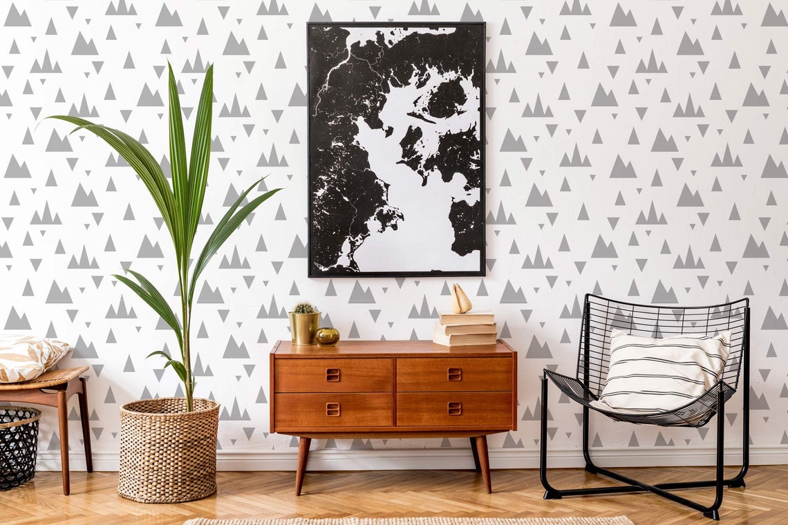 Gray and White Geometric Wallpaper Removable Peel and Stick - Etsy