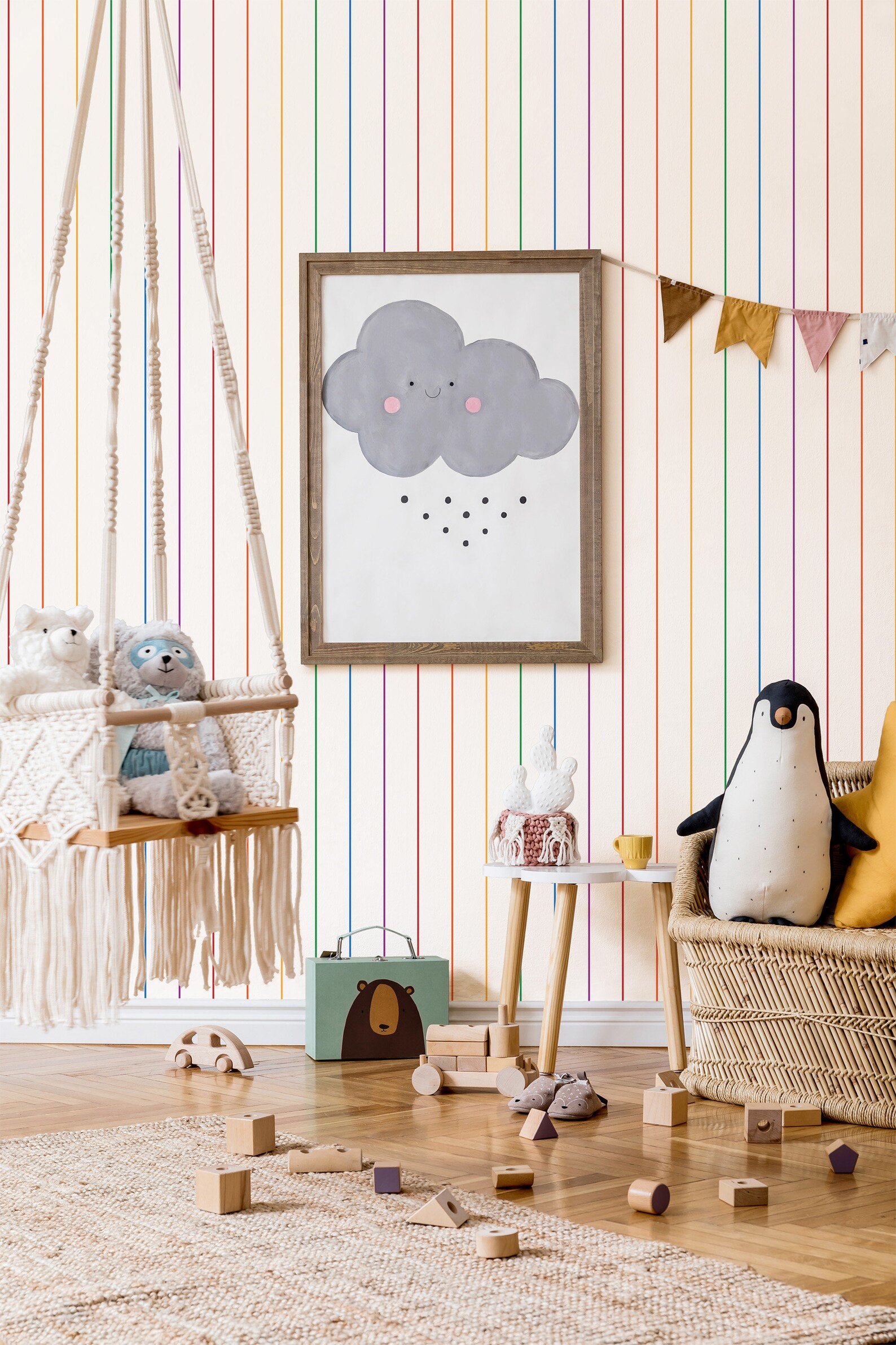 Rainbow Stripe Wallpaper Removable Peel and Stick Wallpaper - Etsy