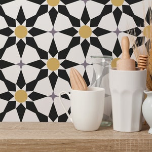 Black Star Tile Wallpaper Removable Peel and Stick Wallpaper - Etsy