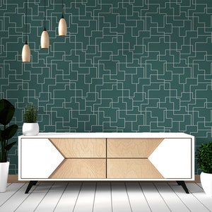 Emerald Green Labyrinth Wallpaper Removable Peel and Stick Wallpaper or ...