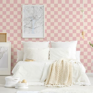 Baby Pink Check Wallpaper Removable Peel and Stick Wallpaper or ...