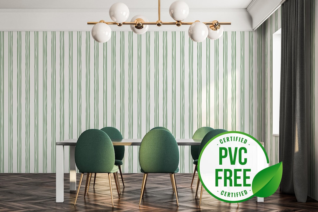 Green French Stripe Wallpaper | Removable Peel and Stick Wallpaper or ...