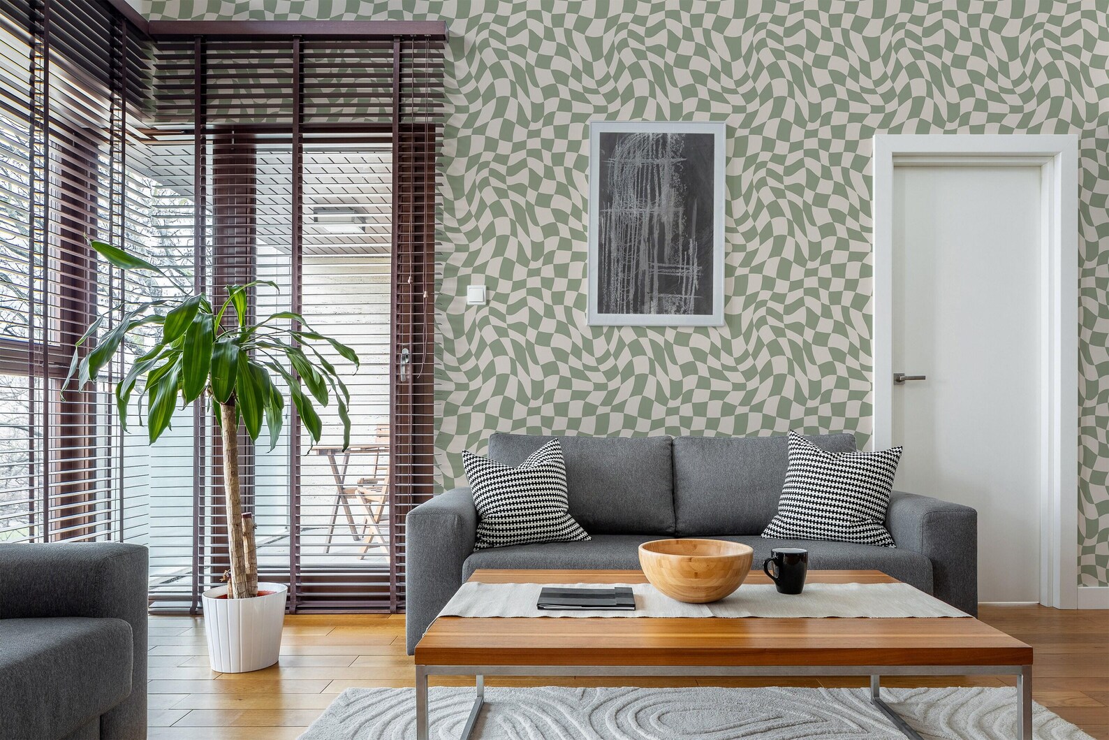 Sage Green Funky Wallpaper | Removable Peel and Stick Wallpaper or ...
