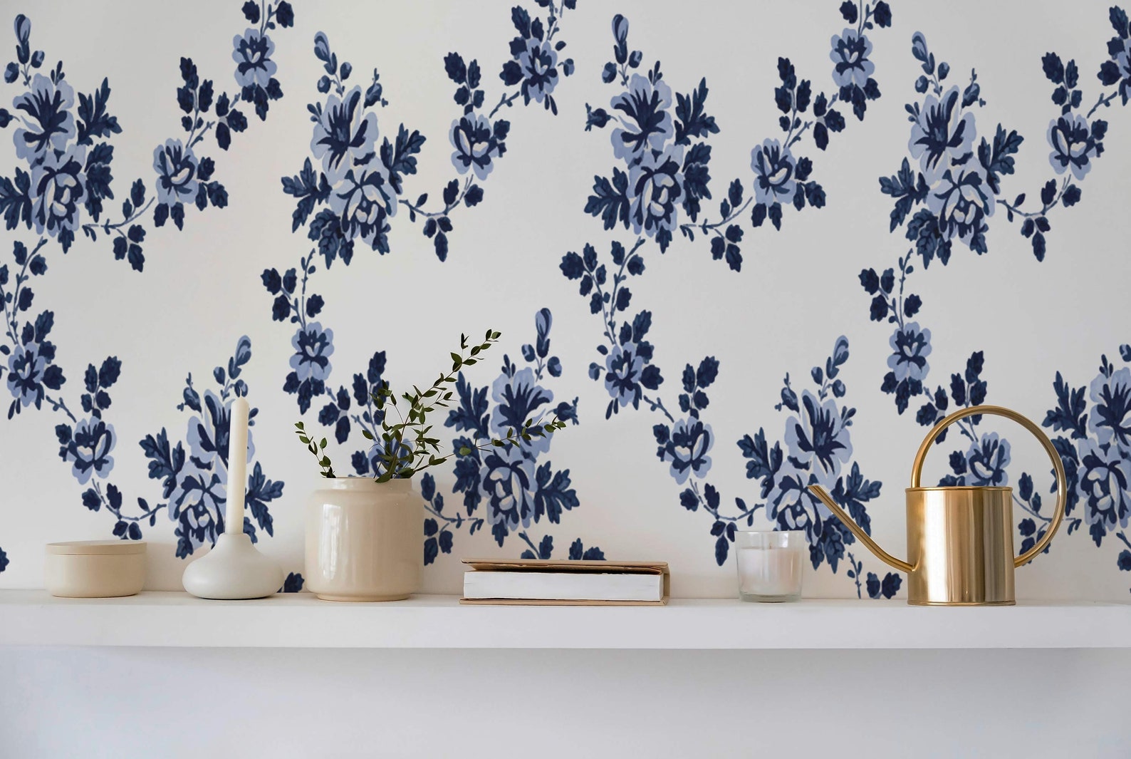 Blue Farmhouse Wallpaper Removable Peel and Stick Wallpaper | Etsy