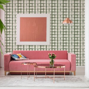 Green Plaid Wallpaper Removable Peel and Stick Wallpaper or Unpasted ...