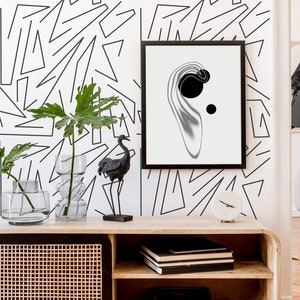 Black Abstract Line Wallpaper Removable Peel and Stick Wallpaper or ...