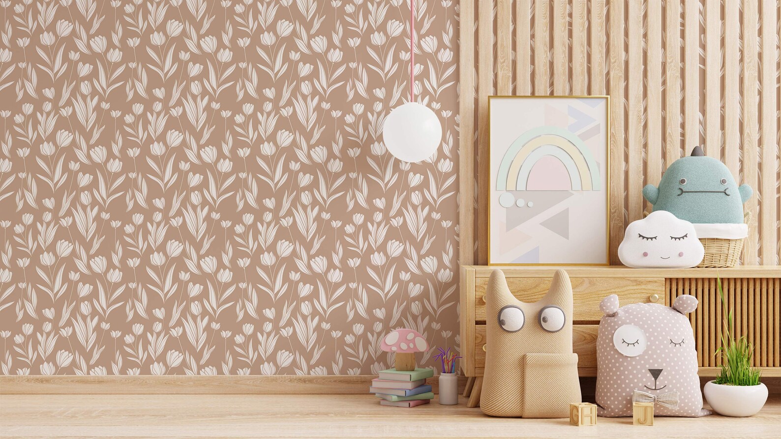 Brown Floral Wallpaper Removable Peel and Stick Wallpaper or - Etsy