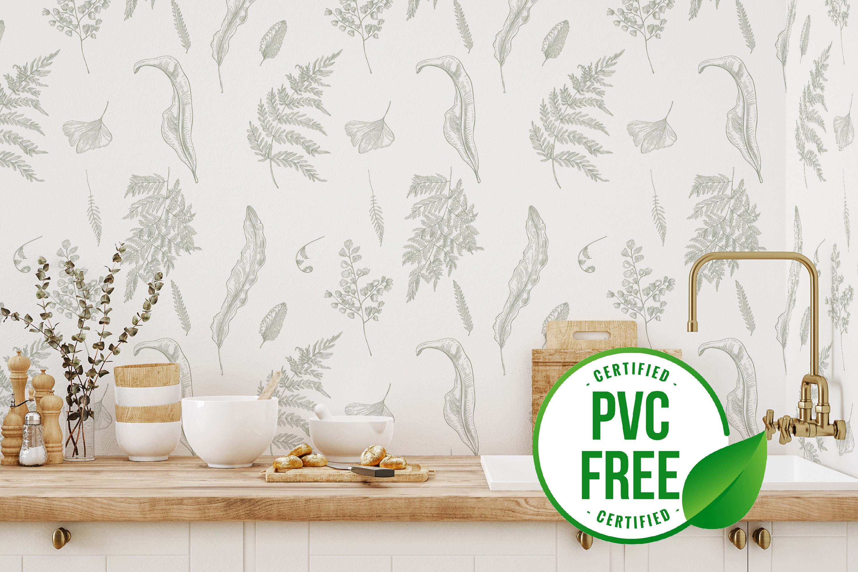 Fern Leaf Wallpaper Removable Peel and Stick Wallpaper or - Etsy