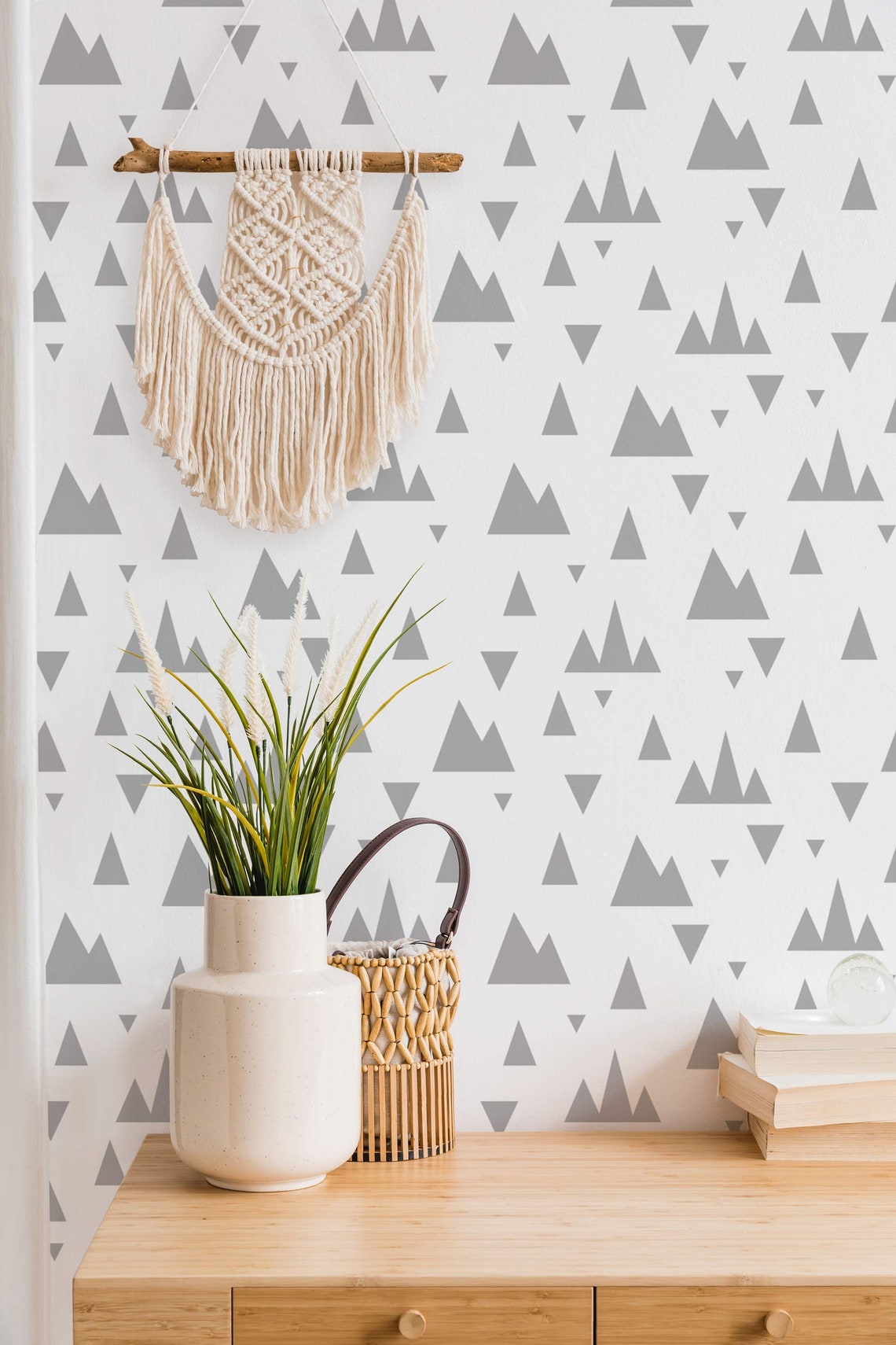 Gray and White Geometric Wallpaper Removable Peel and Stick - Etsy