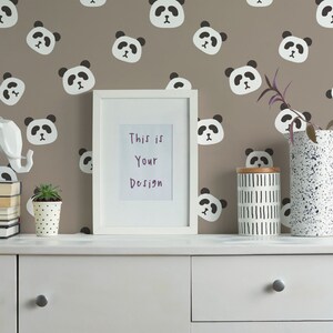 Brown Panda Wallpaper Removable Peel and Stick Wallpaper or - Etsy