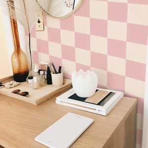 Baby Pink Check Wallpaper Removable Peel and Stick Wallpaper or ...
